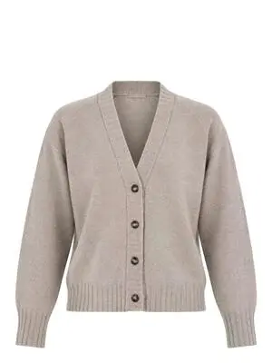 SOLOTRE V-neck Raglan-sleeve Cardigan - Neutrals