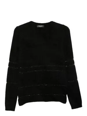 Fabiana Filippi Sequin-embellished Ribbed-knit Sweater - Black