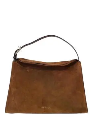 Orciani Midi Trinity Peach Oro Suede Tote Bag - Brown