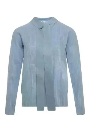 FRACOMINA Tie-neck Ribbed-knit Sweater - Blue