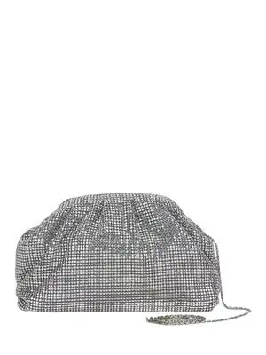 TWENTY FOURHAITCH Petra Crystal-embellished Ruched Clutch Bag - Silver