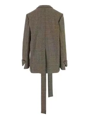 SA SU PHI Belted Checked Blazer - Brown