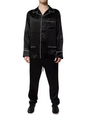 Dolce & Gabbana Piped Silk Pajamas - Black