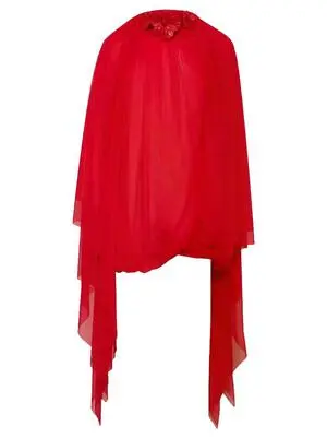 David Koma 3d Flower-embellished Draped Mini Dress - Red
