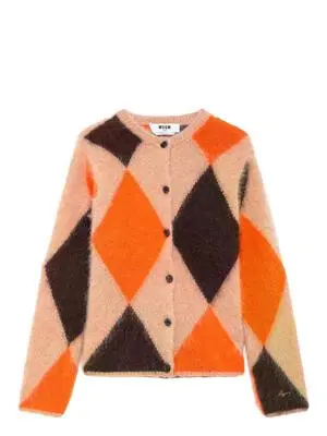 MSGM Argyle-pattern Button-up Cardigan - Neutrals