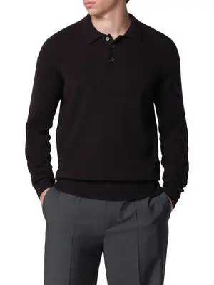DRUMOHR Long-sleeved Pure Cashmere Polo With Three-button Placket - Brown