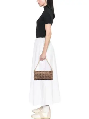 Fendi 2000-2010 Zucchino Canvas Pochette Shoulder Bag - Brown