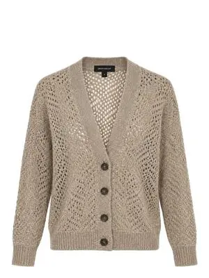 SMART AND JOY Openwork Wool And Mohair Cardigan With A V-neck And Long Sleeves - Brown