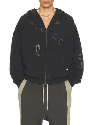 Palm Angels Surfer Dream Zipped Loose Hoodie - Anthracite