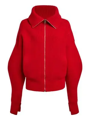 Givenchy High Neck Knit Cardigan - Red
