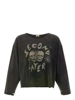SECOND / LAYER Skull-print Long-sleeve T-shirt - Black