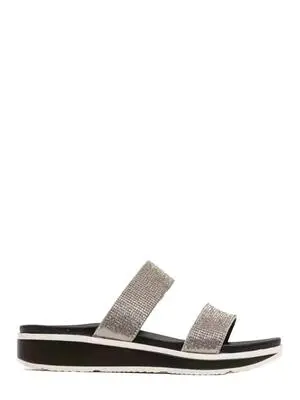 PÉCHÉ ORIGINEL Crystal-embellished Double-strap Sandals - Silver