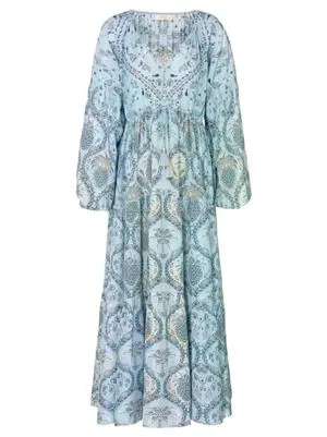 IVI Paisley-print Tiered Maxi Dress - Blue