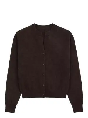 YVES SALOMON Cashmere Crew-neck Cardigan - Brown