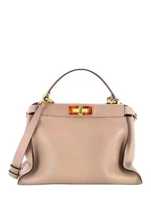 FENDI Peekaboo Bag Leather With Tortoise Detail Regular Shoulder Bag