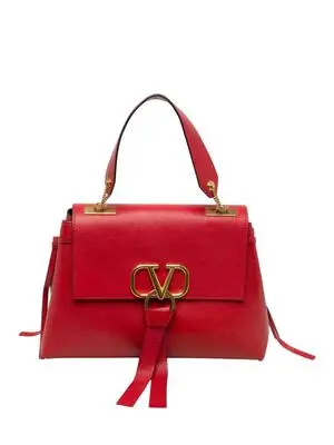 Valentino Garavani 2000-2017 Medium Vring Calfskin Satchel Bag - Red