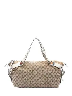 Gucci 2016-2026 Medium Gg Canvas Bamboo Bar Tote Bag - Neutrals