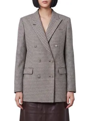 Tagliatore Double-breasted Wool-blend Blazer With Houndstooth Pattern - Grey
