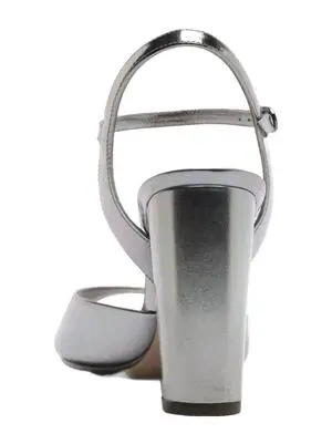 ALEXANDRE BIRMAN Amy Metallic Leather Sandals - Silver