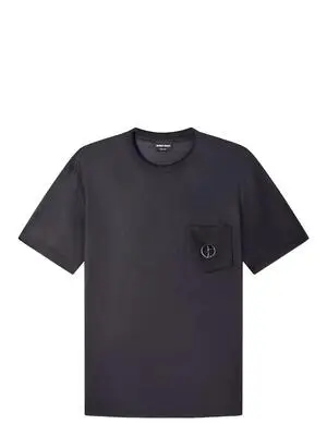 Giorgio Armani Logo-embroidered Chest-pocket T-shirt - Blue