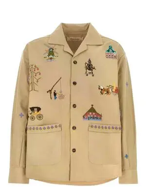 BAZISZT Tusken Embroidered Cotton Overshirt - Neutrals