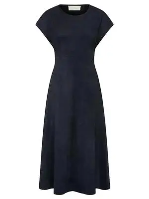 JUVIA Velour Flared Midi Dress - Blue