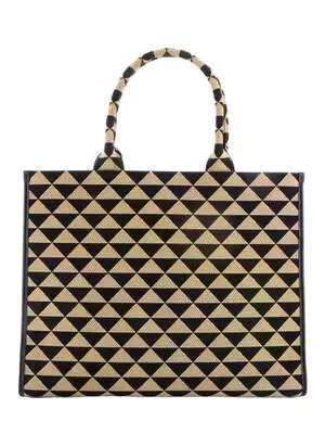 Prada Symbole Shopper Jacquard Large Tote Bag - Black