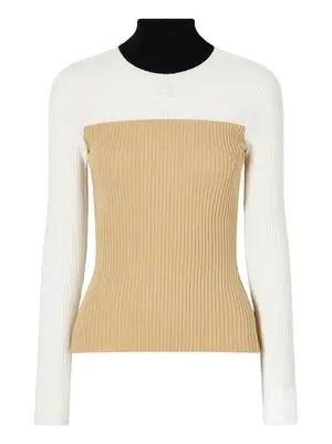 COURREGES Logo-embroidered Ribbed Jersey Sweater - Multi
