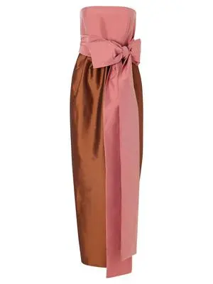 Bernadette Lina Strapless Tie-detailed Taffeta Gown - Multi