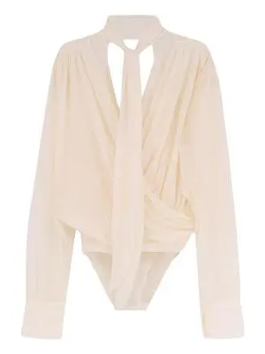 AMAZUIN Keila Sheer Stretch Tulle Bodysuit - White