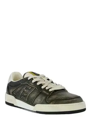 Fendi Distressed-effect Ff Logo Sneakers - Black