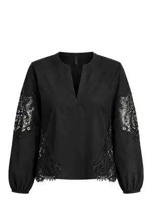 KAOS Lace-panelled V-neck Blouse - Black