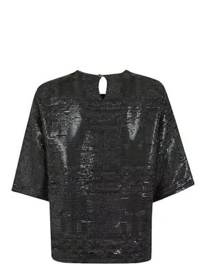 Peserico Sequin-embellished Frayed Top - Black