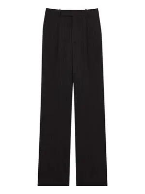 Saint Laurent Wool Stripe Tailored Trousers - Black