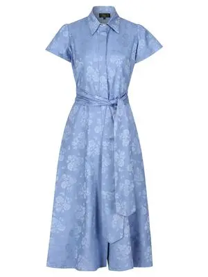 LIONESS BY TF Sky Petals Short Sleeve Shirt Dress - Blue