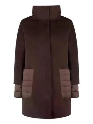 PEOPLE OF SHIBUYA Quilted-panel High-neck Coat - Brown