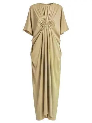 IRINA SCHROTTER Aysha Crystal-embellished Draped Maxi Dress - Neutrals