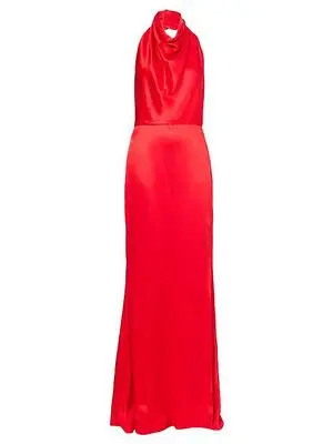 Givenchy Cowl Neck Satin Maxi Dress - Bright Red