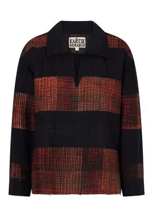 KARTIK RESEARCH Checked Block-print Patchwork Silk-twill Shirt - Multi