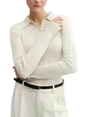 Almada Label Jules Ribbed Polo Top - Neutrals