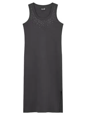 EA7 Rhinestone-embellished Sleeveless Midi Dress - Grey