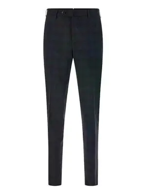 PT TORINO Check-pattern Pressed-crease Trousers - Blue