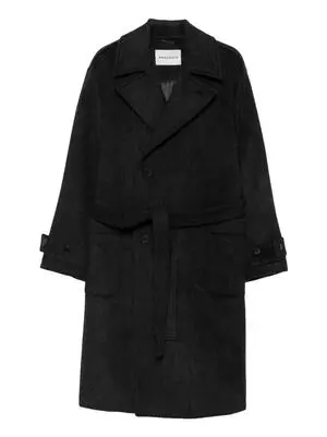 AMARANTO Belted Button-fastening Coat - Grey