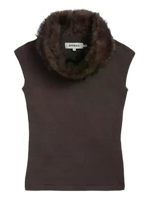 APPARIS Vail Faux-fur Trim Sleeveless Top