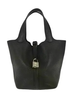 Hermès 2017 18 Pm Taurillon Clemence Picotin Lock Tote Bag Black