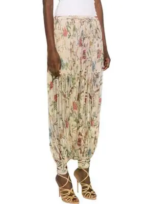 INTO THE EAST Floral-print Tapered Trousers - Neutrals