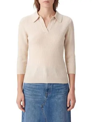 Isabel Marant Étoile V-neck Alpaca Blend Knit Polo - Ecru