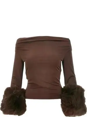 ANDAMANE Tyla Faux-fur Cuffs Top