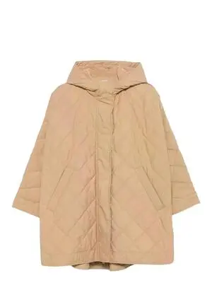 Moncler Quilted Hooded Cape - Neutrals