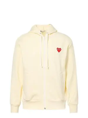 Play Comme Des Garcon Heart-appliquéd Jersey Hoodie - Ivory